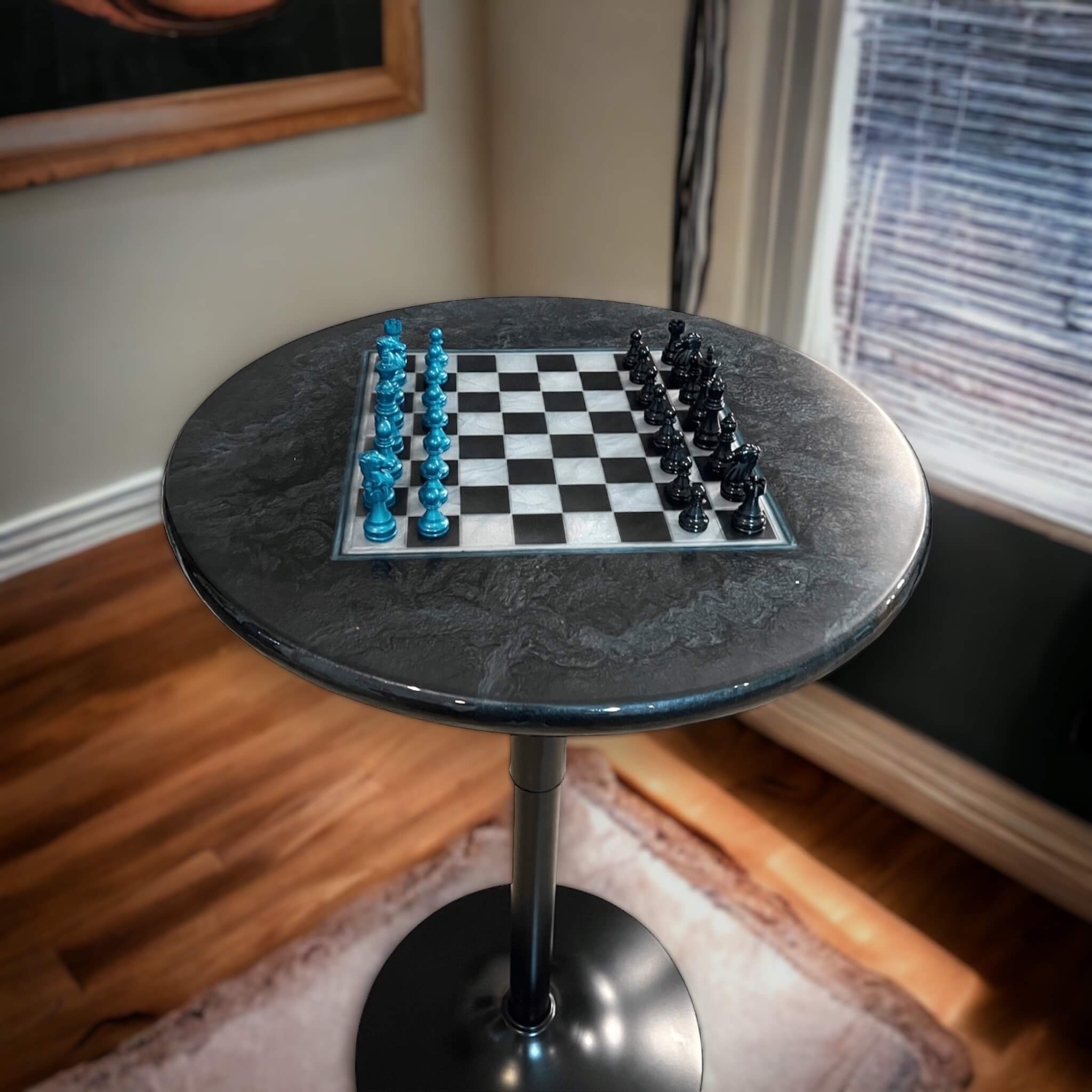 Elevated Strategy: Epoxy Resin Chessboard Table | Resinating Rivers